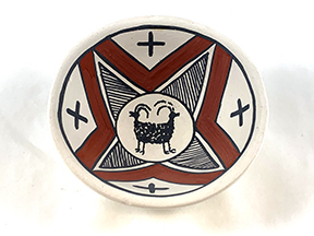 Yellowman, Acoma Pueblo goat motif miniature bowl | Gorman Museum